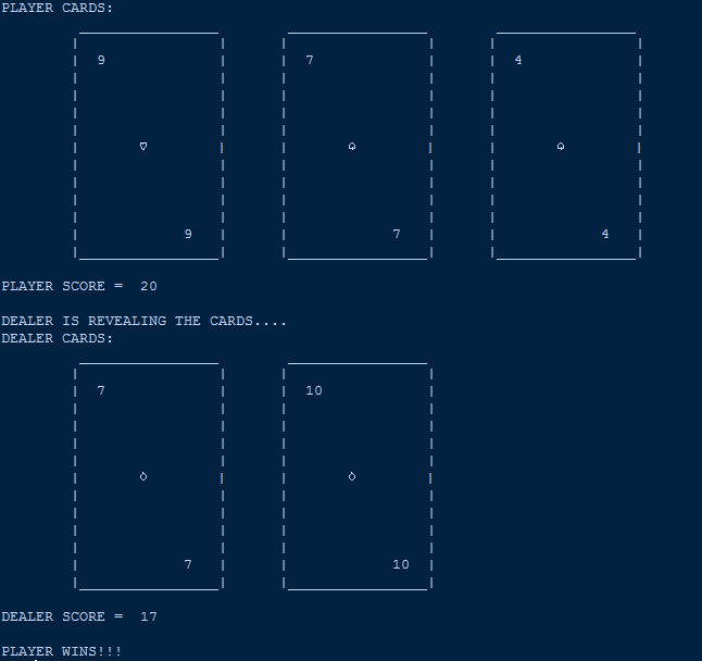 Blackjack Card Game In Python Free Source Code Sourcecodester